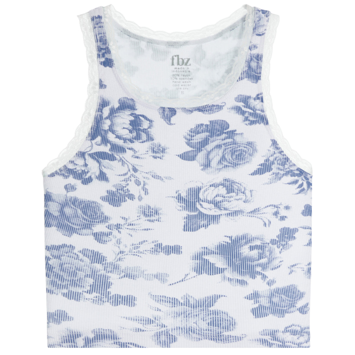 Lace Trim Toile Rib Tank | Denny's