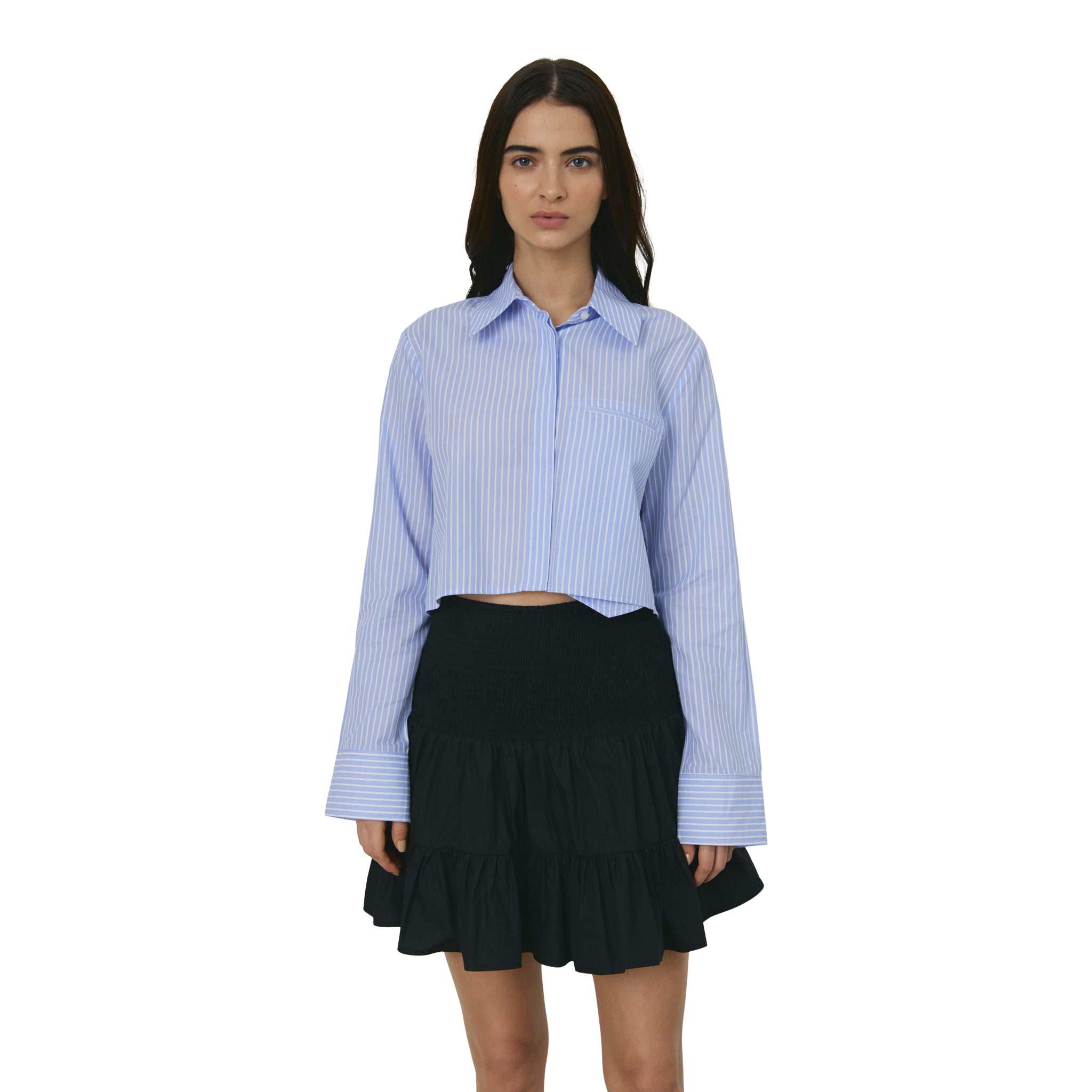 Filippini Stripe Crop Button Down Shirt – Denny's X Lester's