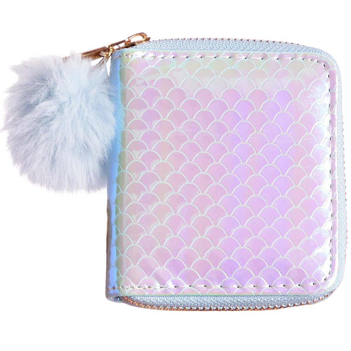 Shiny Blue Pom Pom Wallet | Denny's