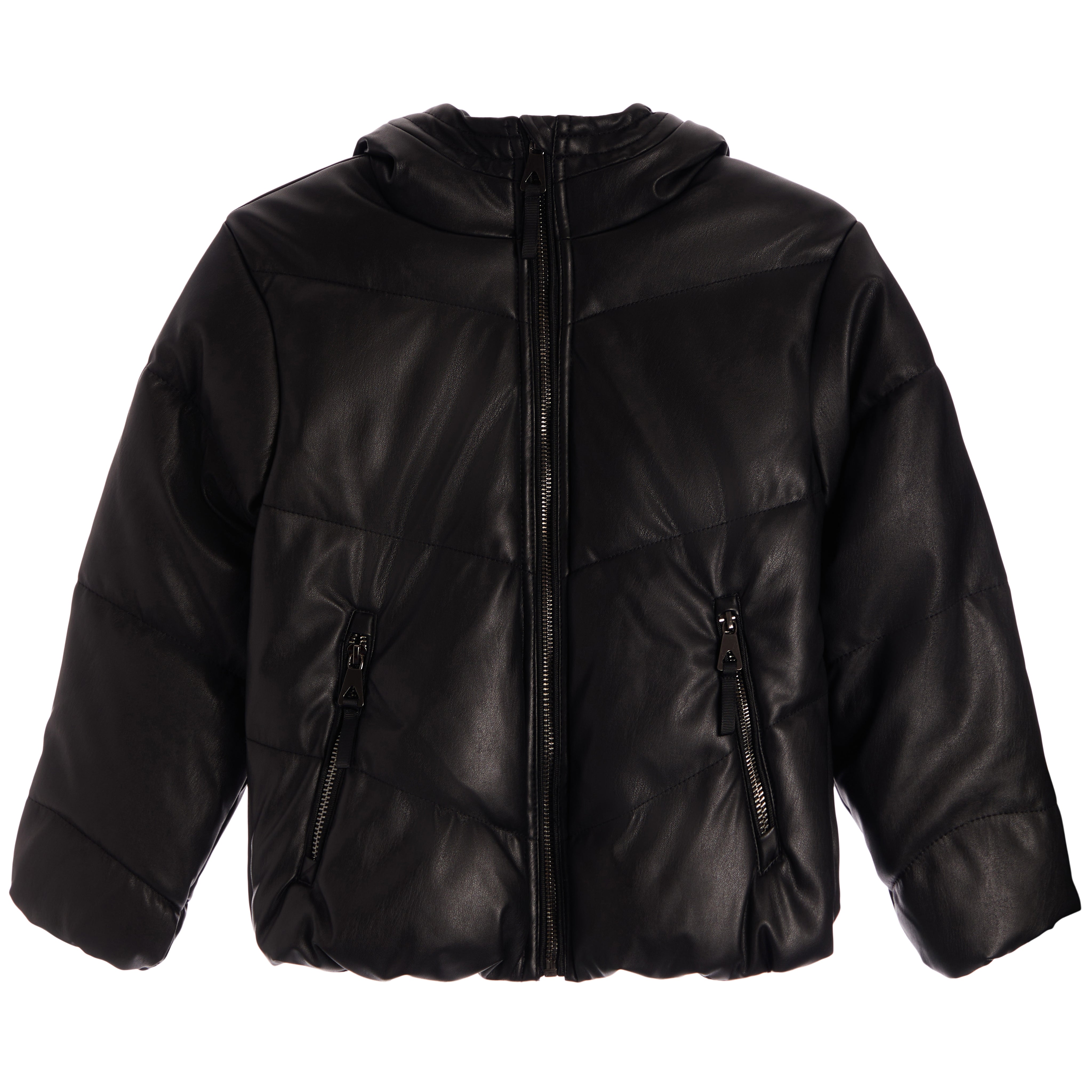 Faux Leather Hooded Puffer Coat – Denny's X Lester's