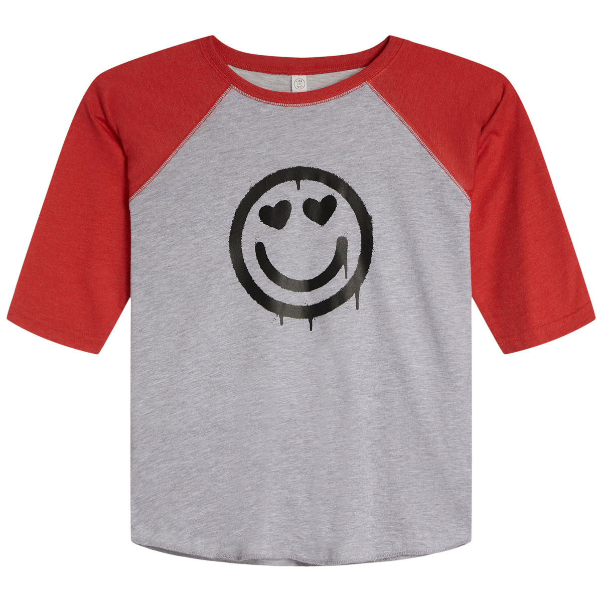 Heart Eyes Drippy Smiley 3/4 Raglan Tee | Denny's