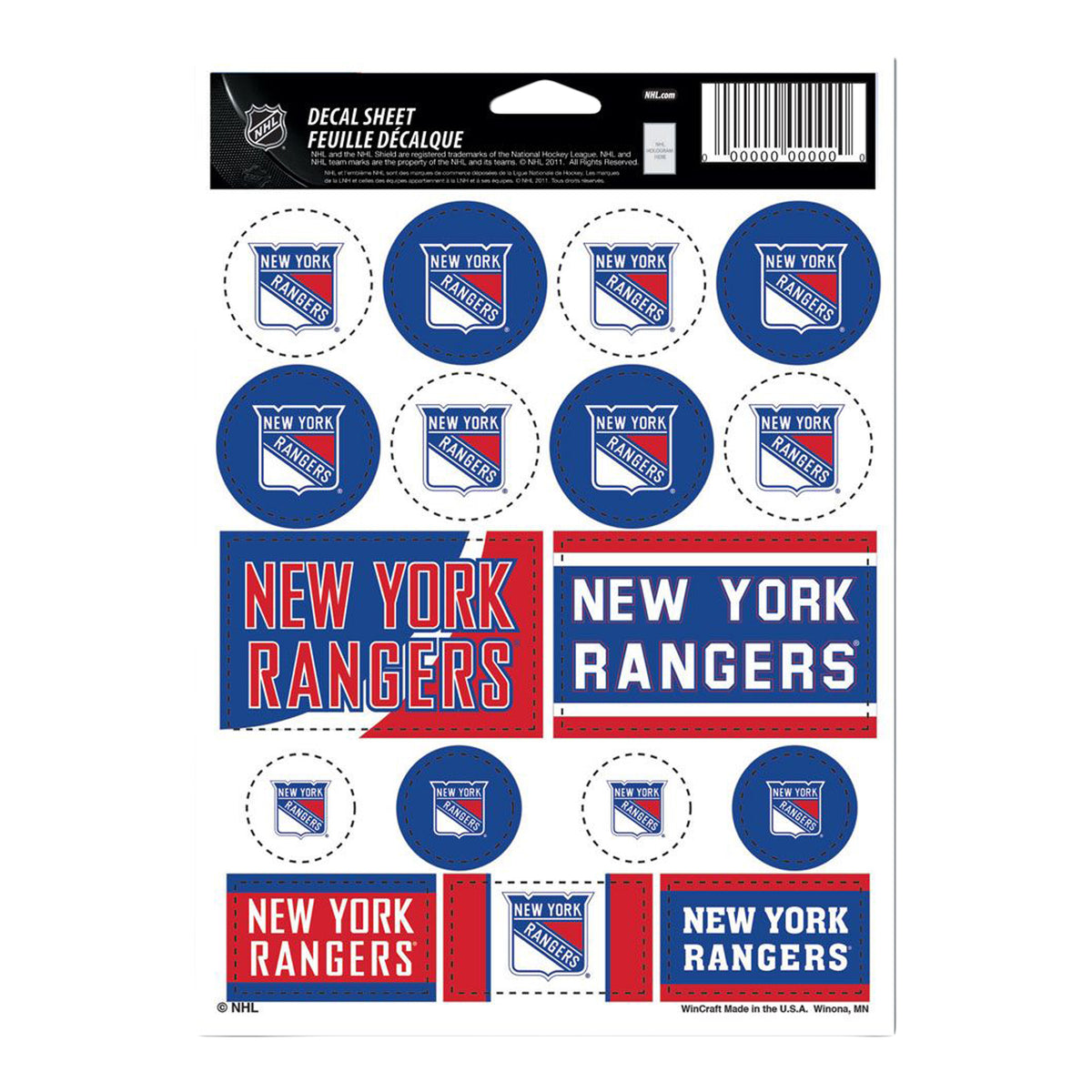New York Rangers Vinyl Sticker Sheet | Denny's