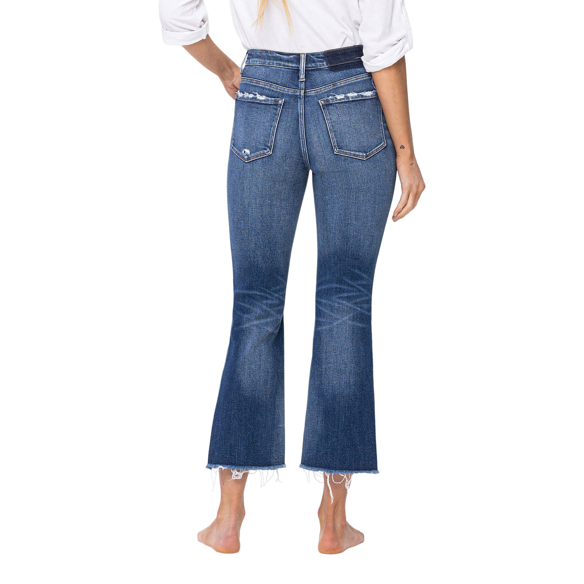 High Rise Step Hem Crop Flare Jean | Denny's