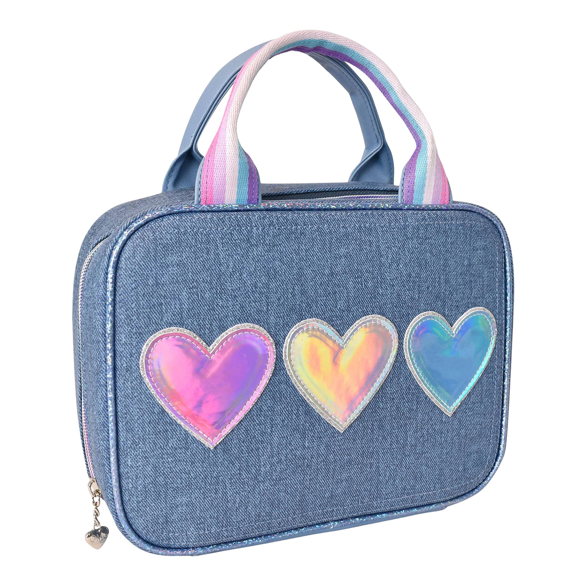Hearts Print Denim Lunch Bag | Denny's