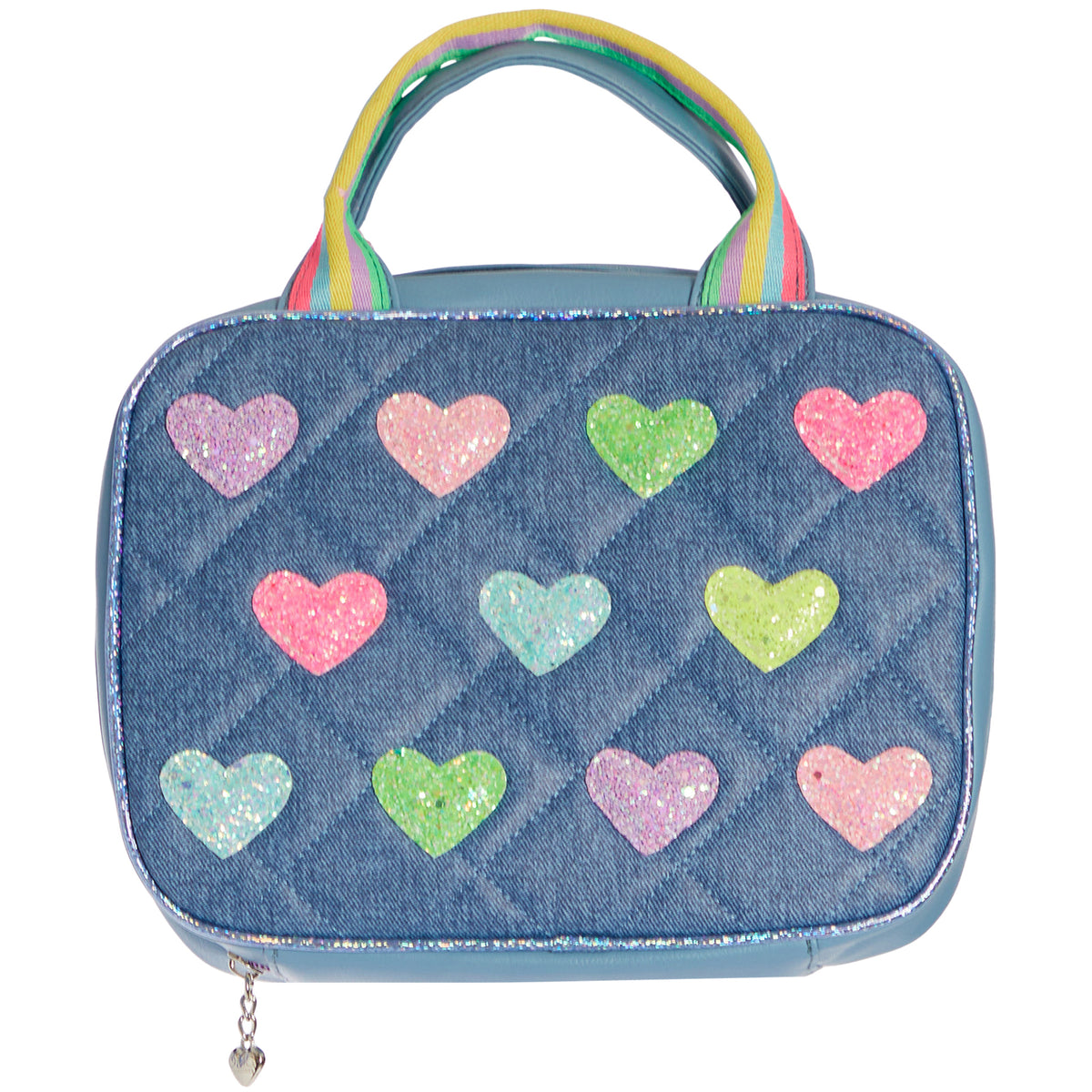 Hearts Glitter Printed Denim Lunch Bag | Denny's