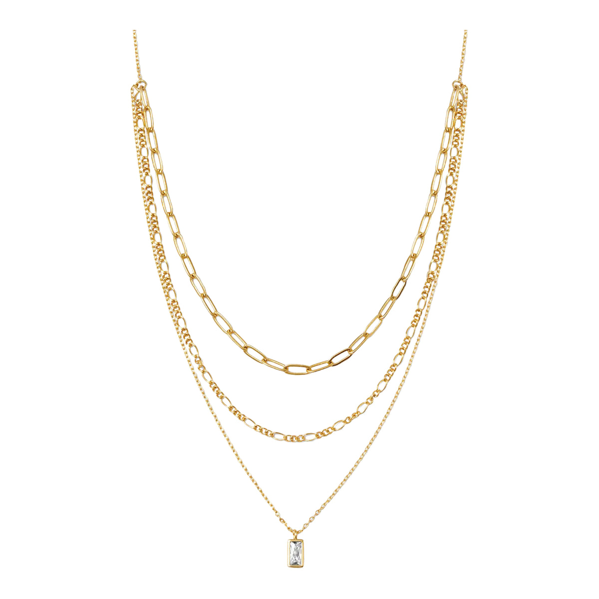 Multi Layer Tiny CZ Pendant Necklace | Denny's