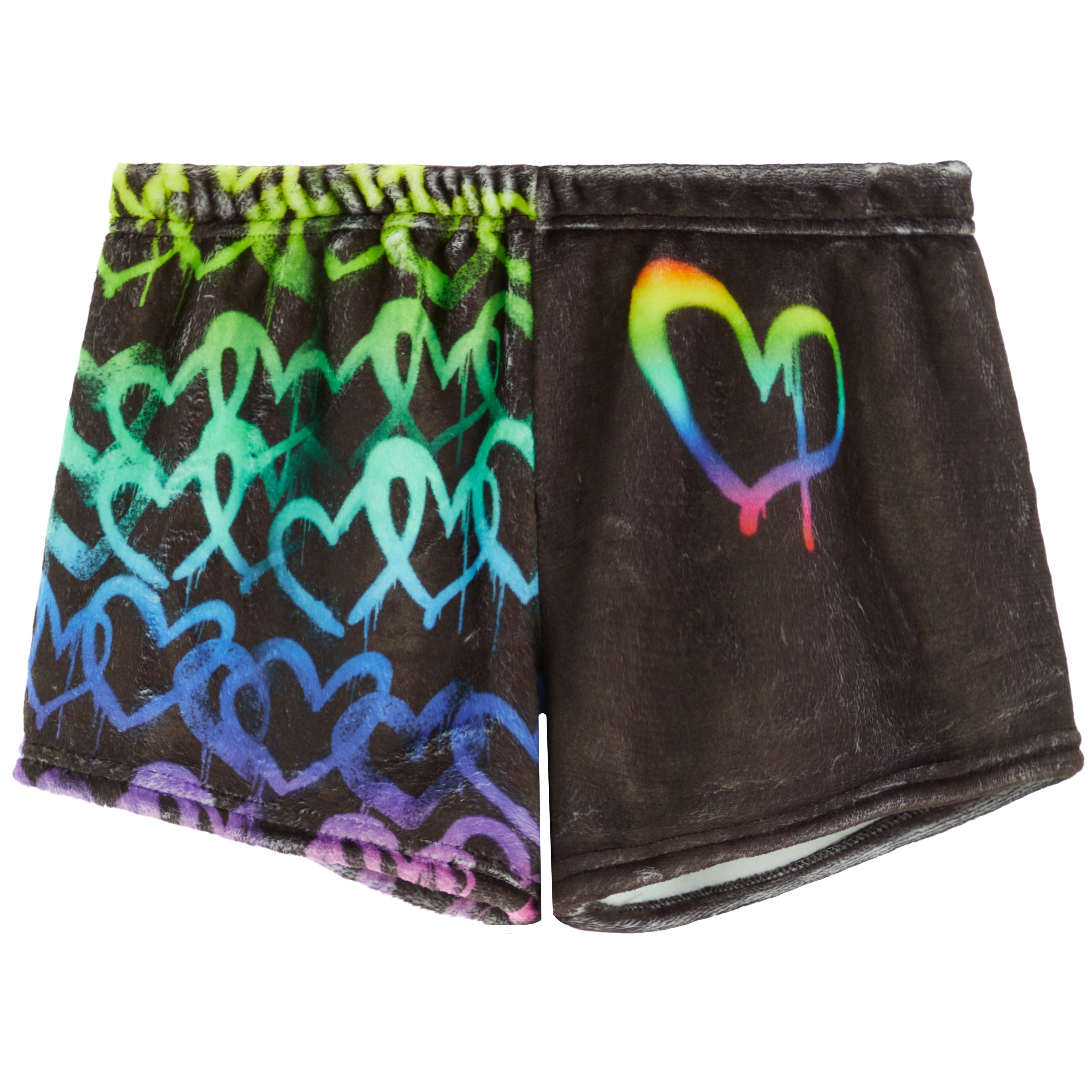 Rainbow Drippy Hearts Fuzzy Short – Denny's X Lester's