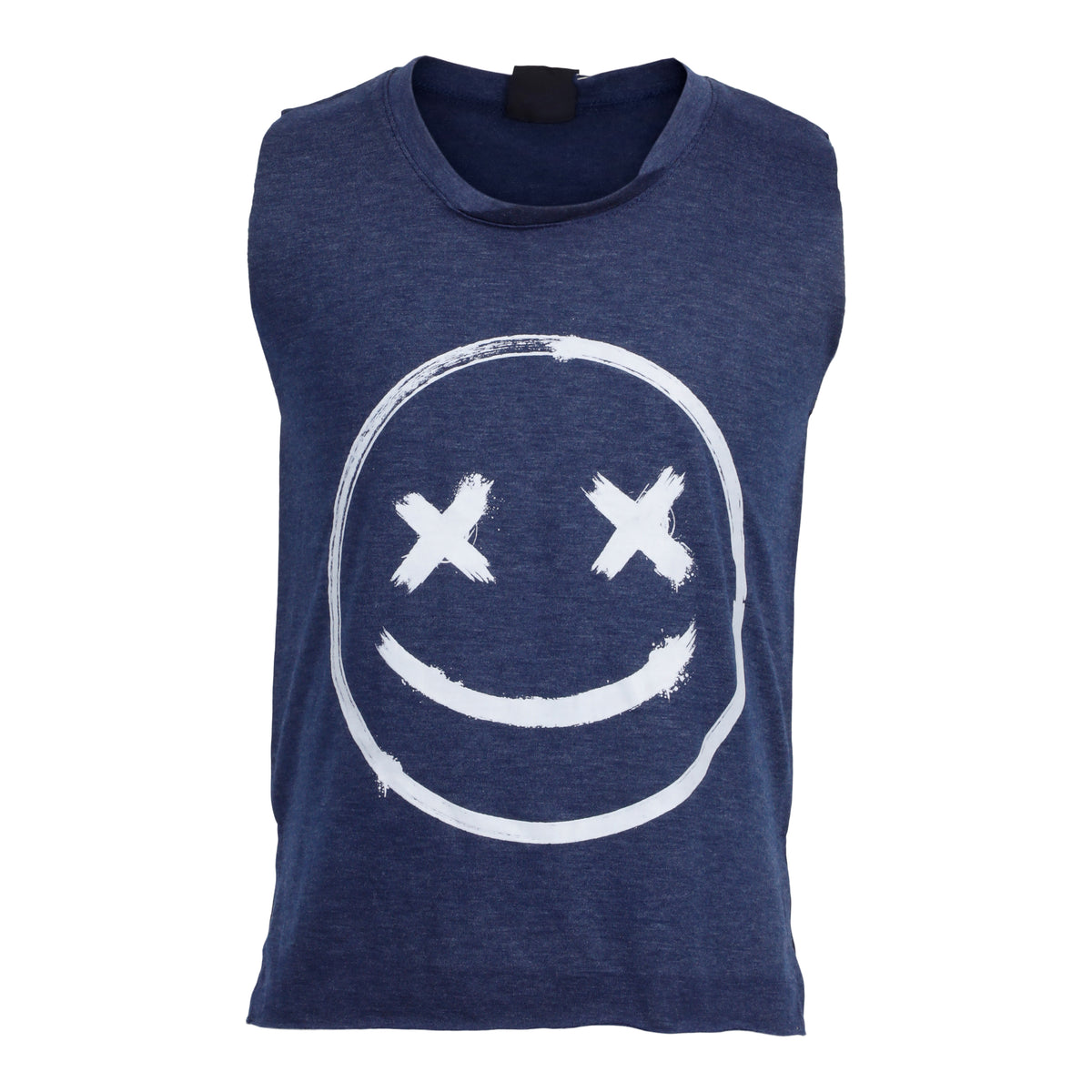 White Brush Smiley Face Side Slit Tank | Denny's