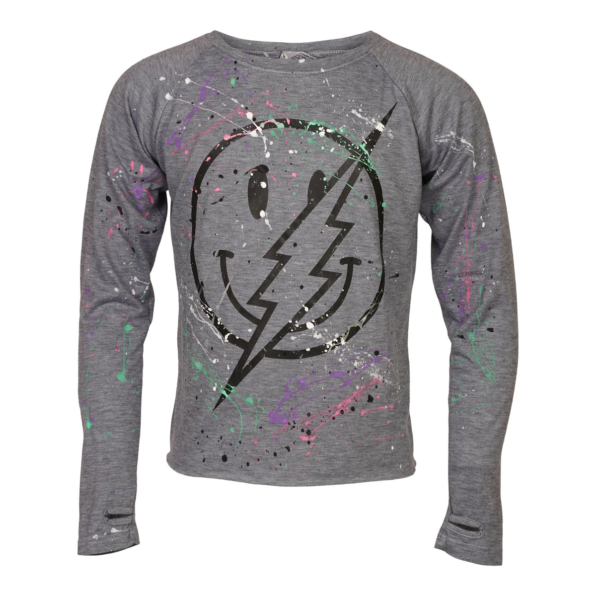 Smiley & Splatter Long Sleeve Top | Denny's