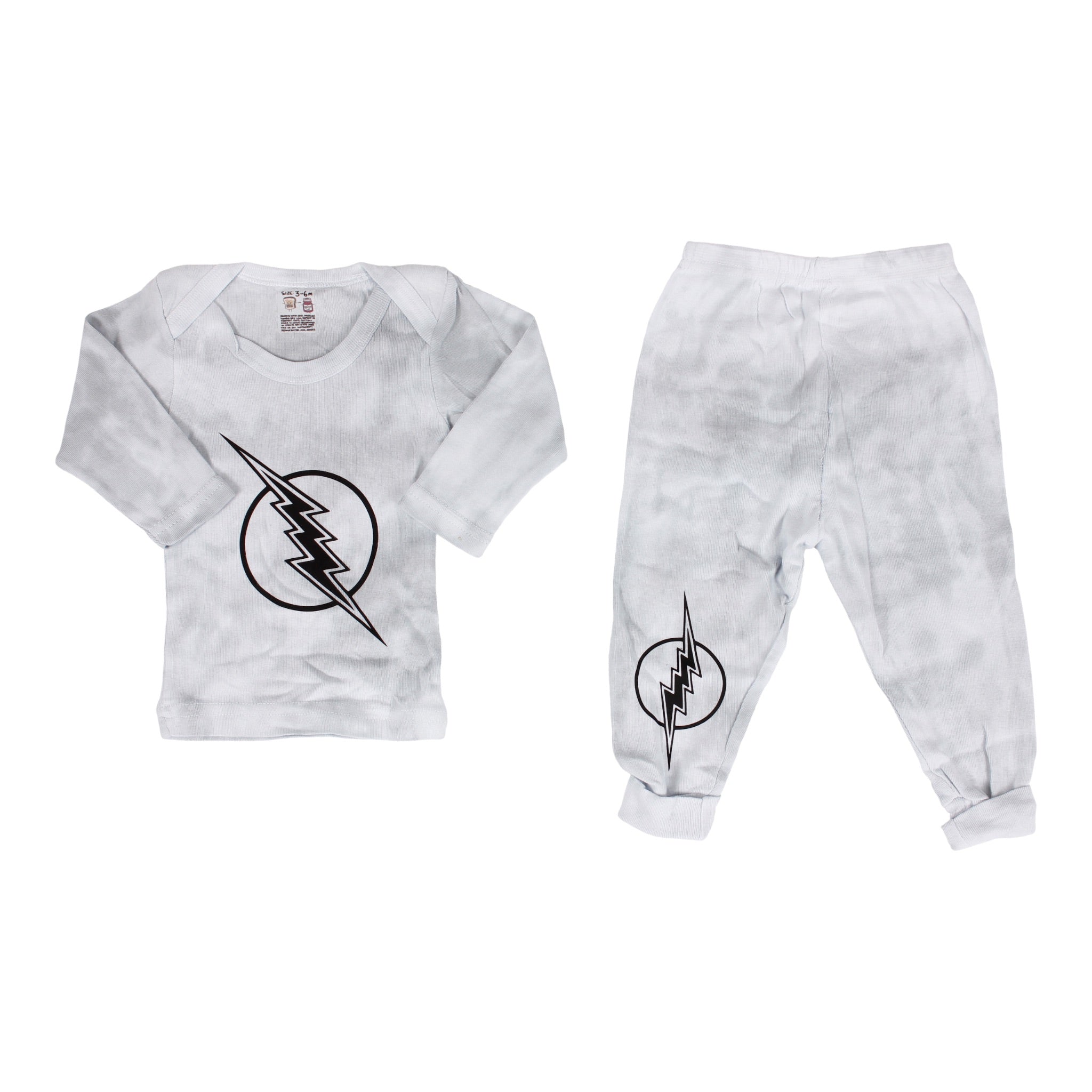 Two Piece Set Grey Tie Dye with Lightning Bolt – Denny's X Lester's