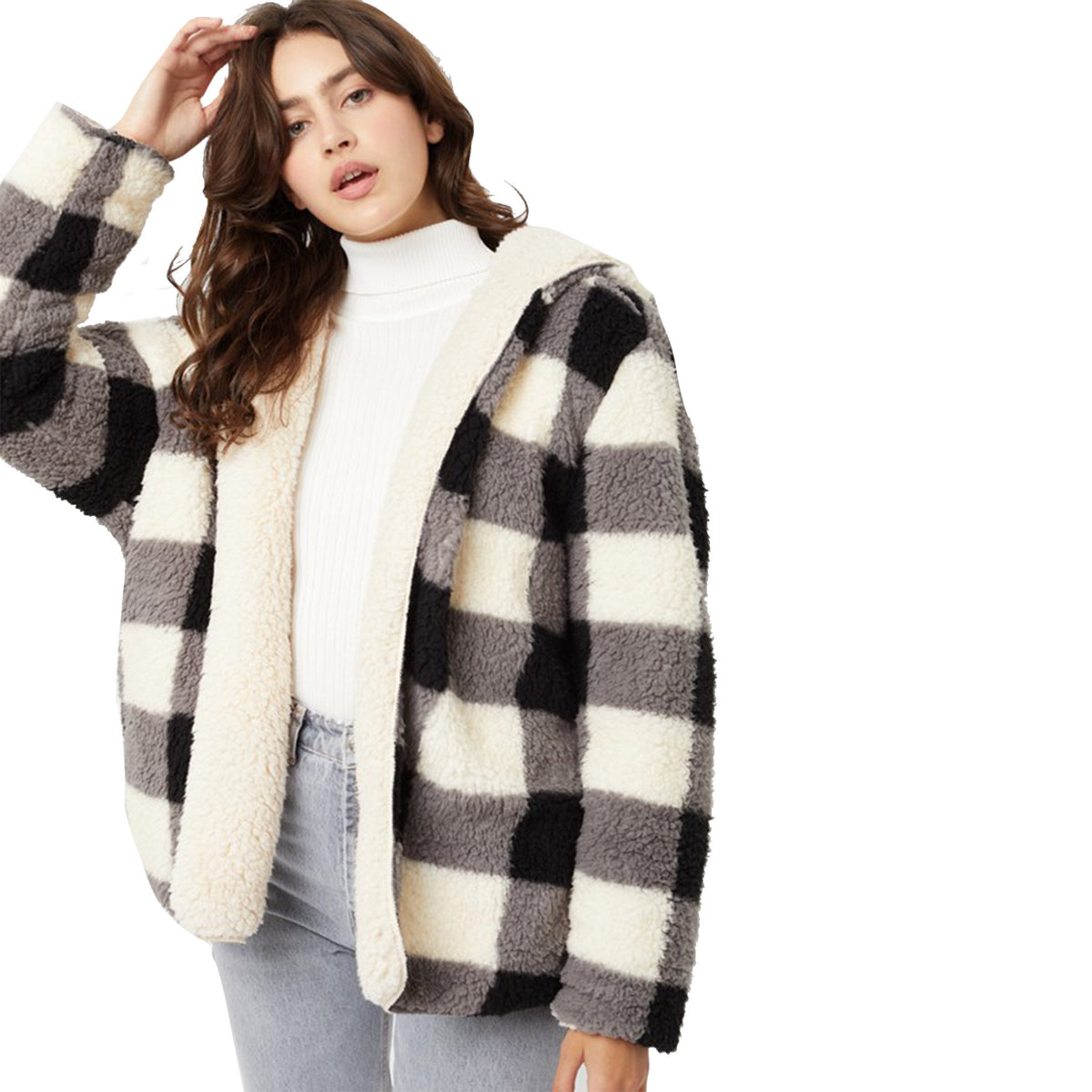Plaid Sherpa Jacket | Denny's