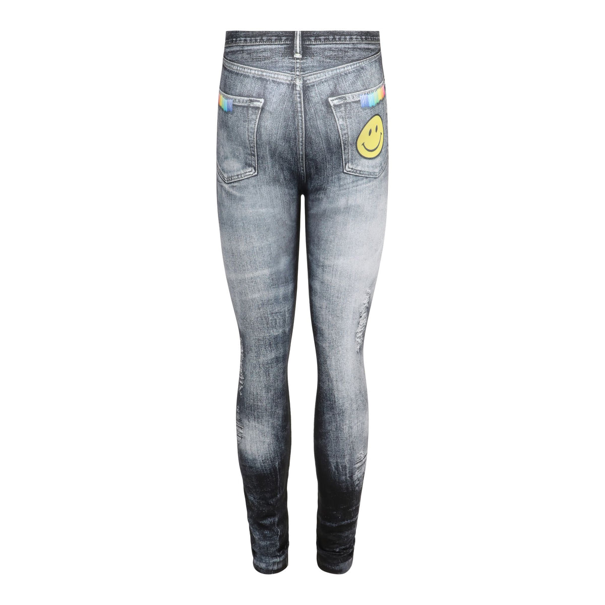 Smiley Face Patches Denim Leggings | Denny's