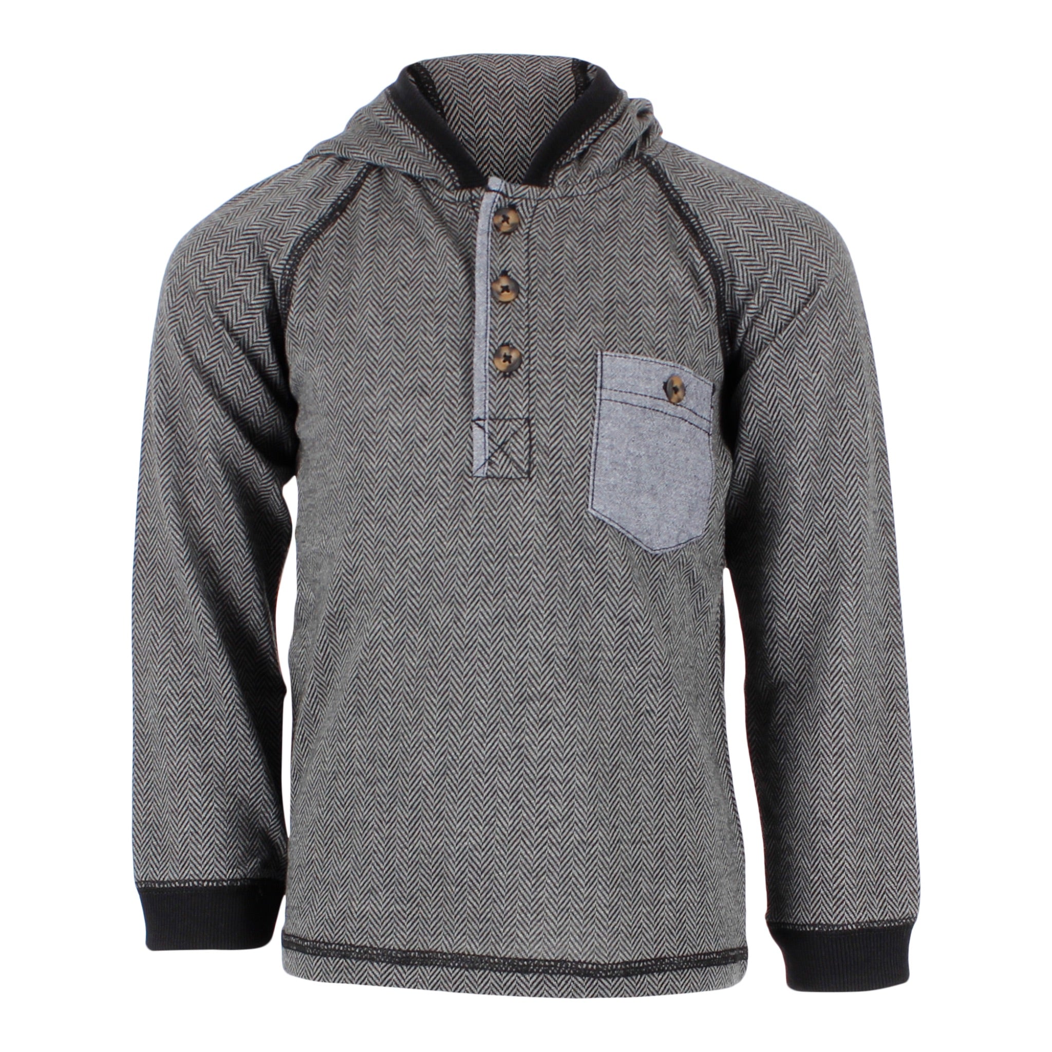 Herringbone Hooded Henley with Pocket – Denny's X Lester's