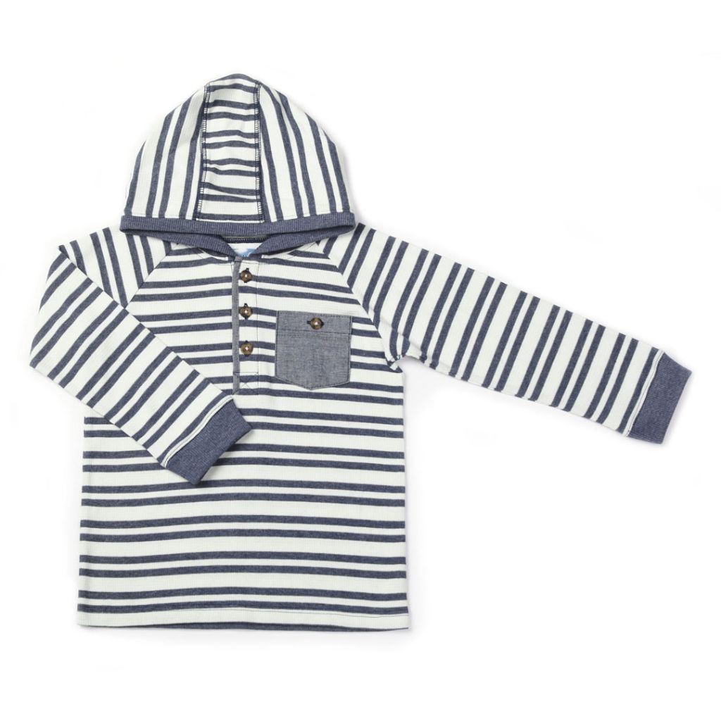 Stripe Hooded Henley with Pocket – Denny's X Lester's