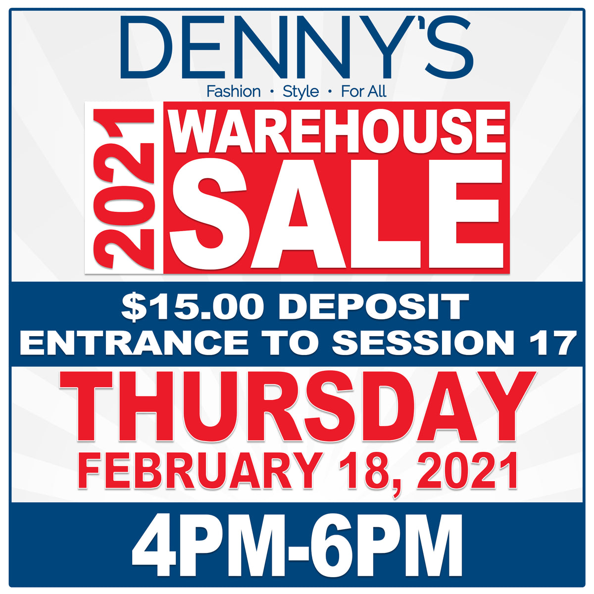 Warehouse Sale Session 17 | Denny's