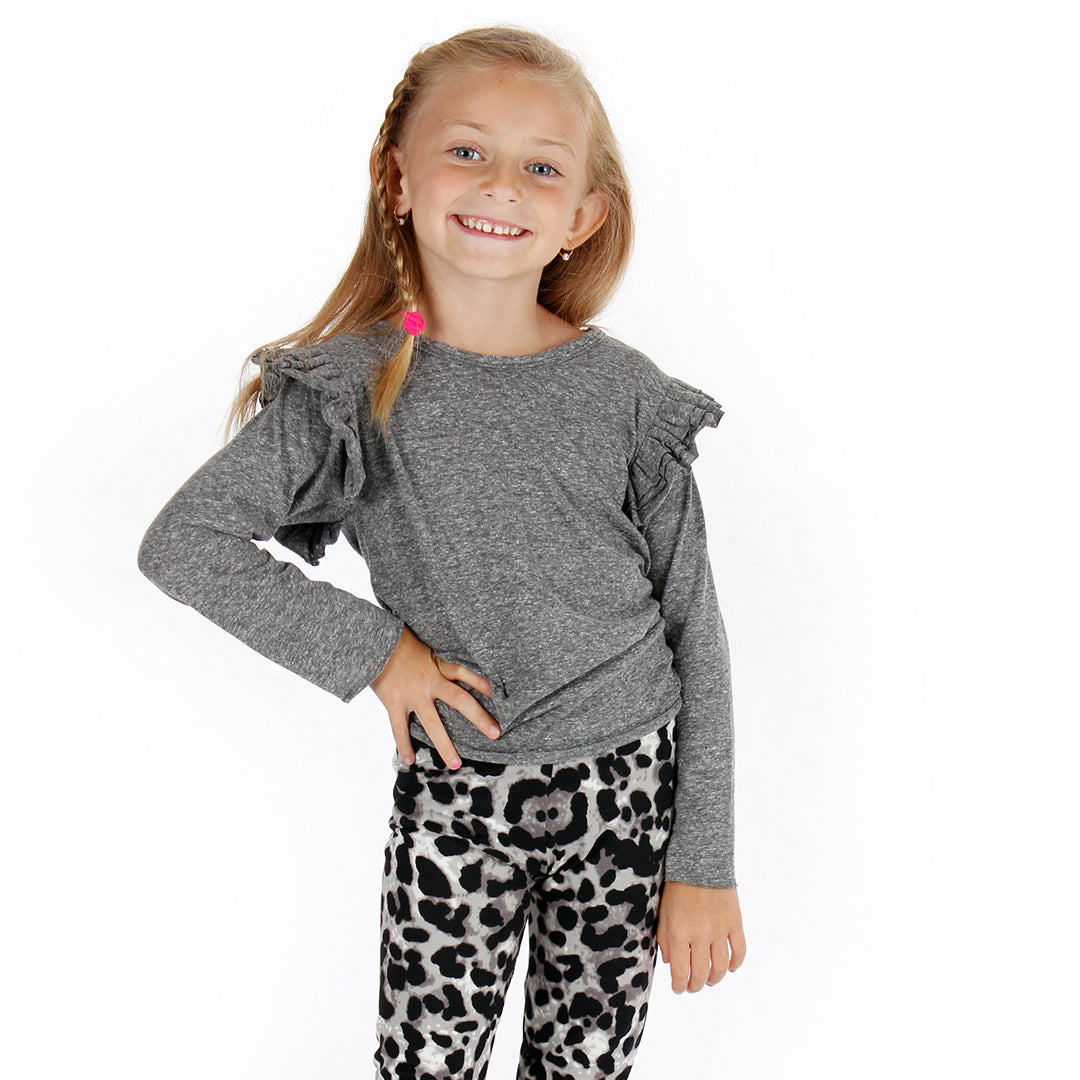 Long Sleeve Top with Triple Ruffle Shoulders – Denny's X Lester's