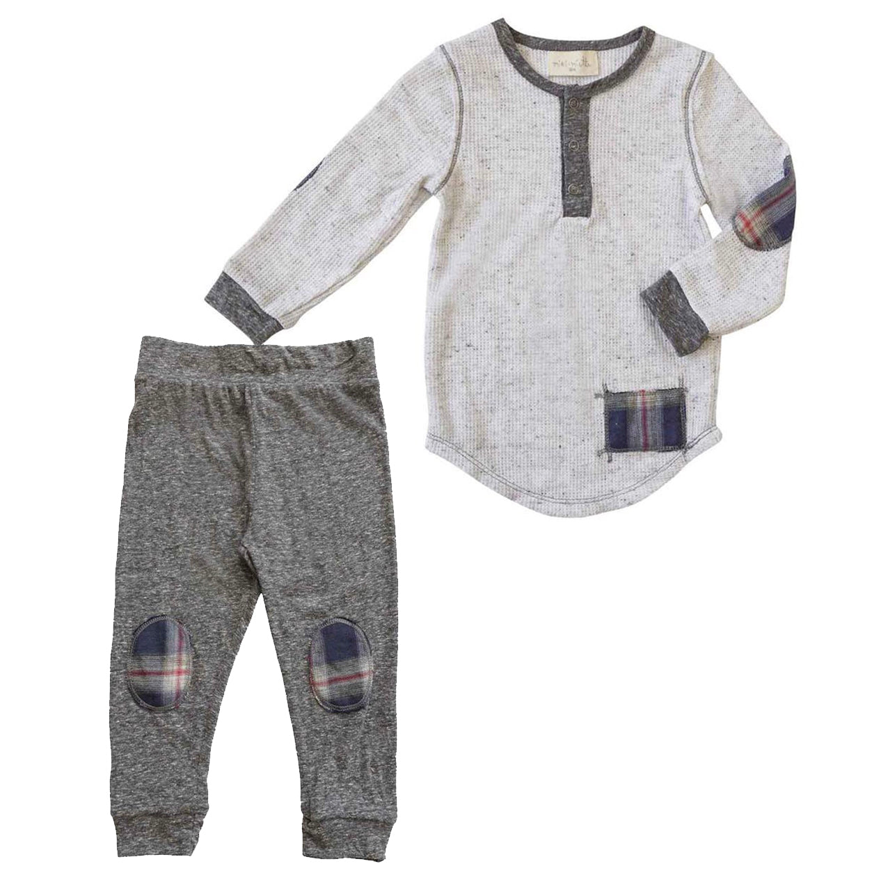 Plaid Trim Henley and Jogger Set – Denny's X Lester's
